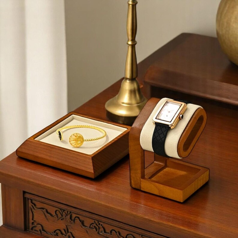 Wooden Watch Display Stand – Solid Wood Bracelet Holder for Men & Women ...