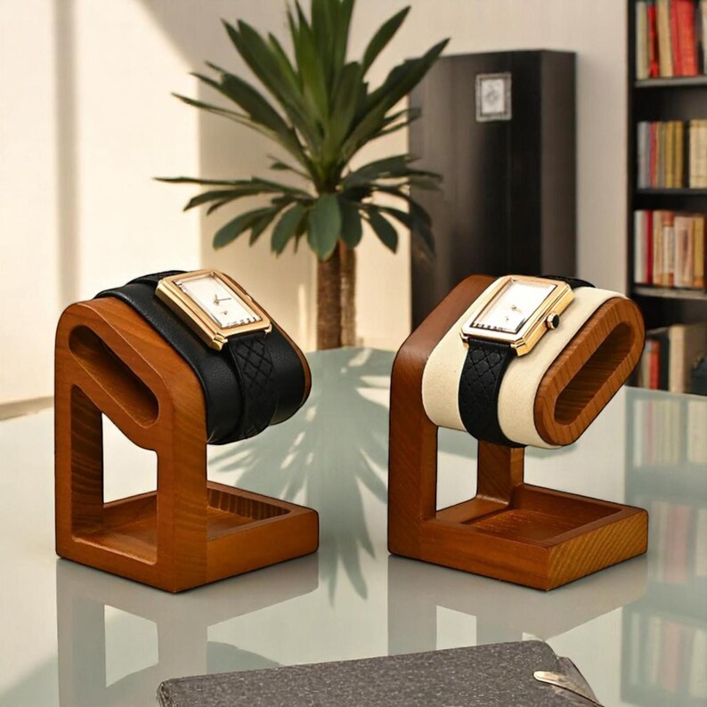 Wooden Watch Display Stand – Solid Wood Bracelet Holder for Men & Women ...