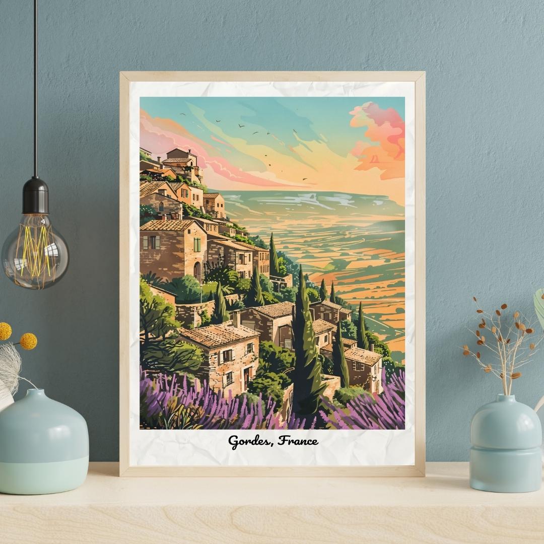 Gordes Vintage Poster, Provence Vintage Travel Poster, 1950s Style ...