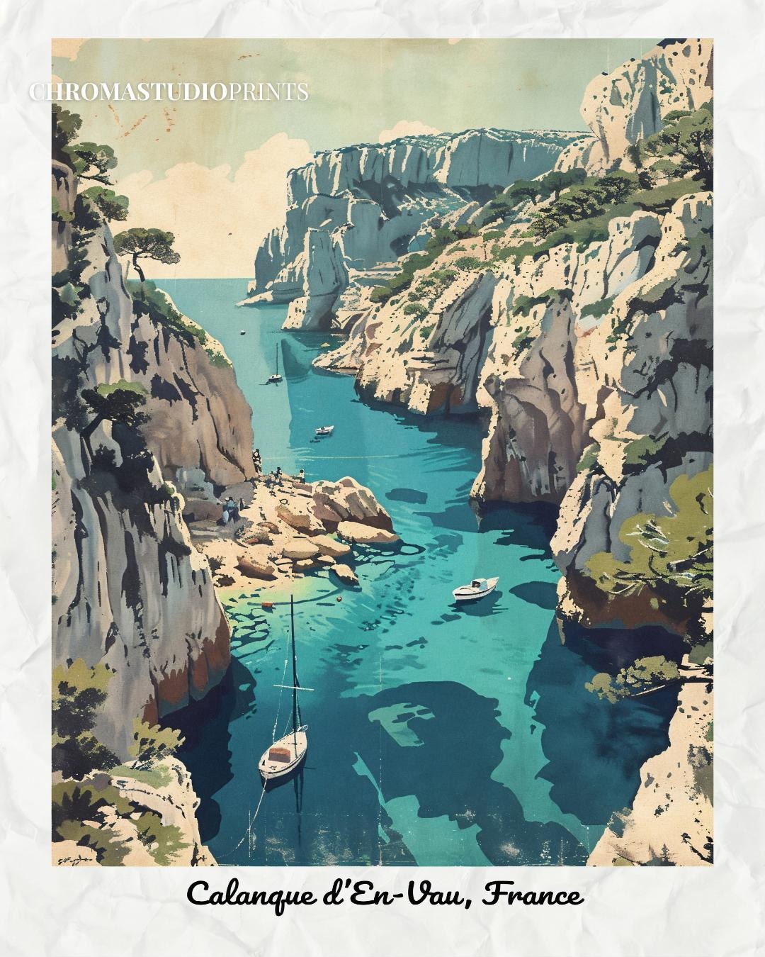 Calanque D’en-vau Vintage Poster – French Riviera Wall Art, 1950s ...