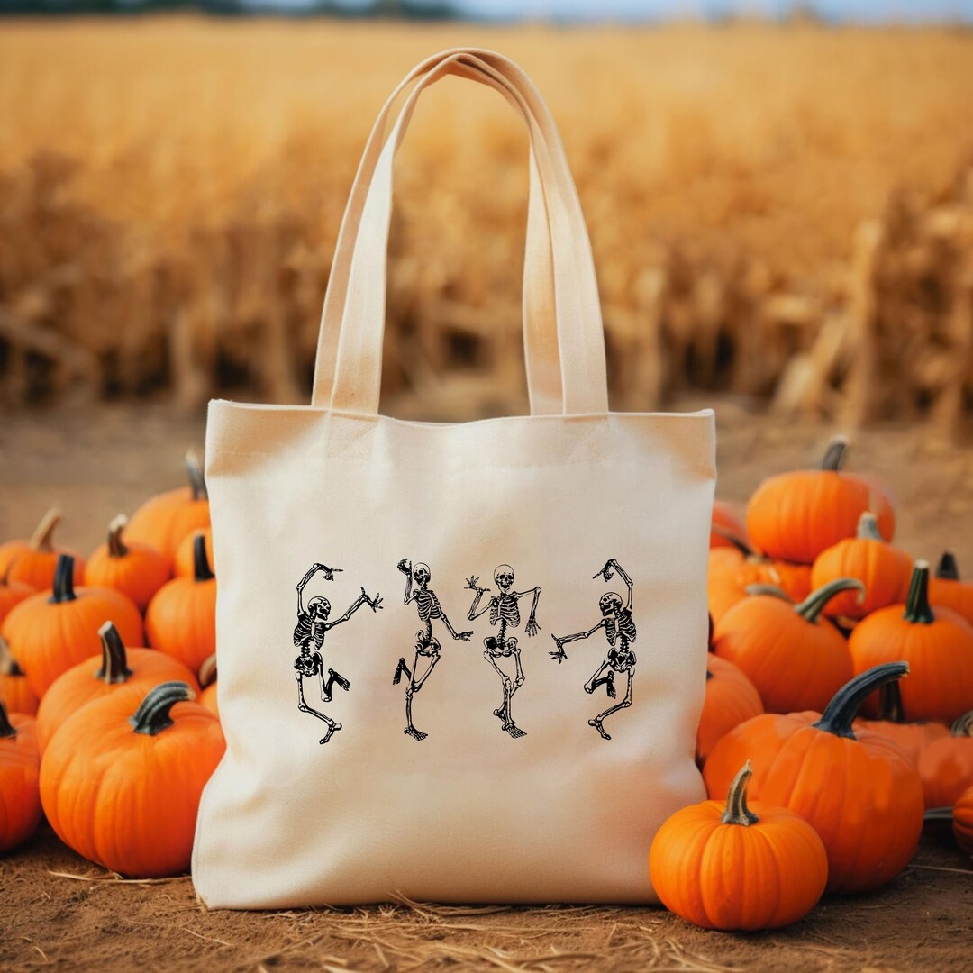 Dancing Skeletons Halloween Tote Bag Skeleton Tote Bag Spooky Season ...