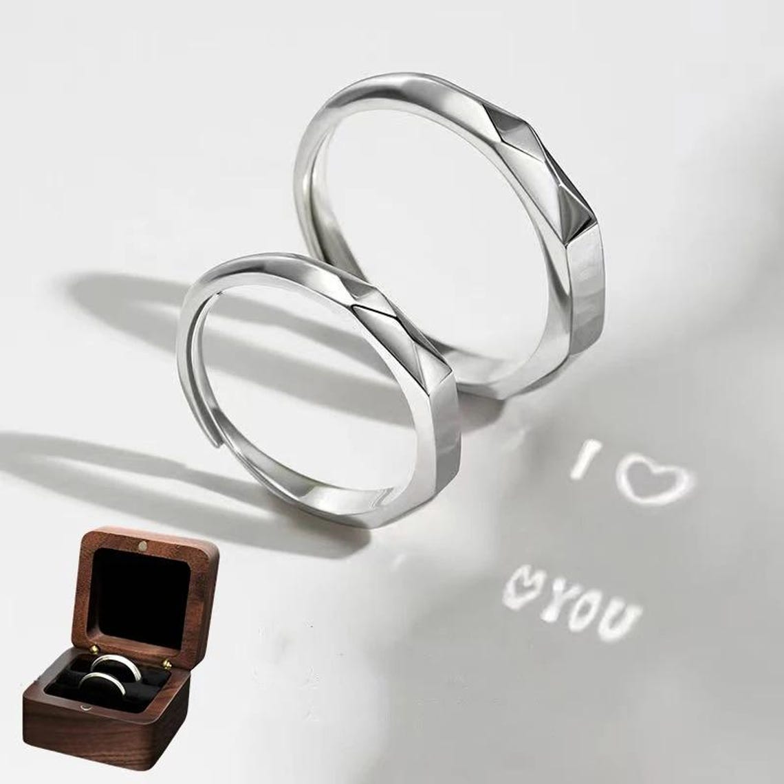 Handcrafted Light Sculpted Rings Couples Ring Gift, Gift for Her, Light ...