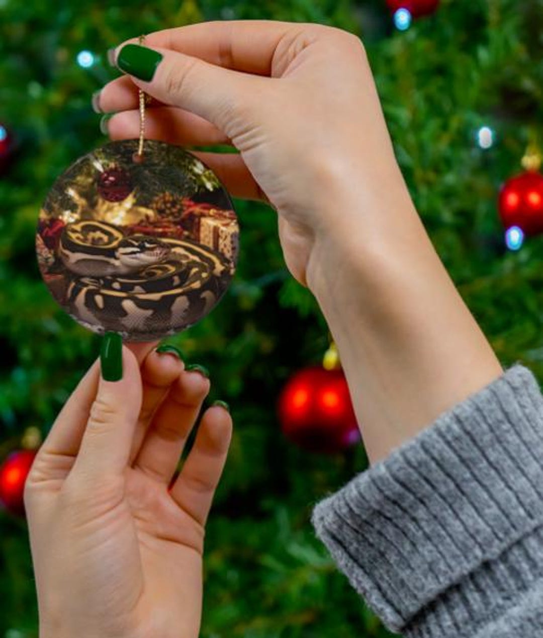 Ball Python Christmas Ornament Decoration (one Sided Print) - Etsy