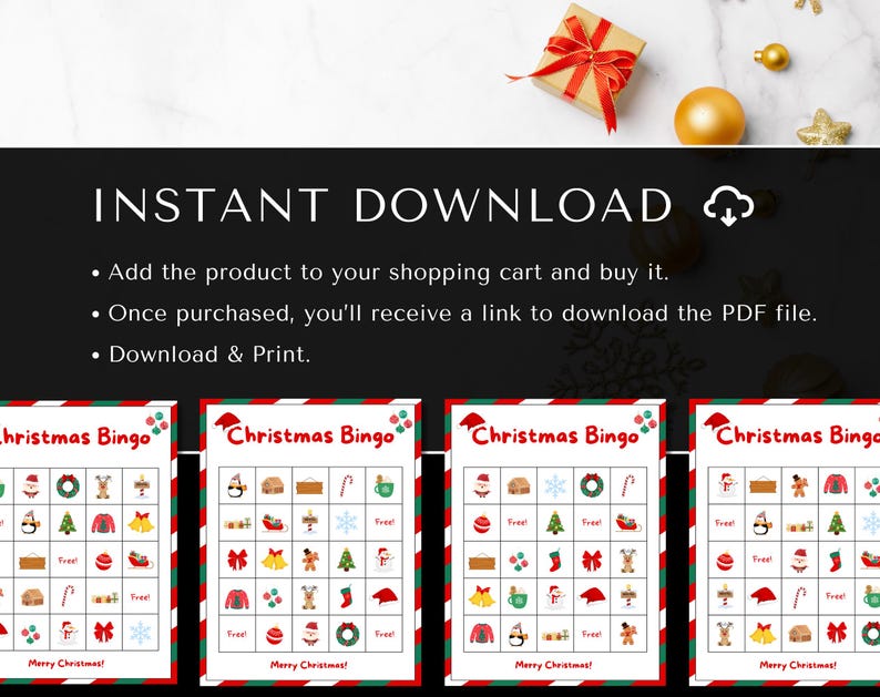 30 Christmas Bingo Cards Printable Christmas Party Games Holiday ...