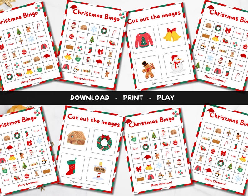30 Christmas Bingo Cards | Printable | Christmas Party Games | Holiday ...