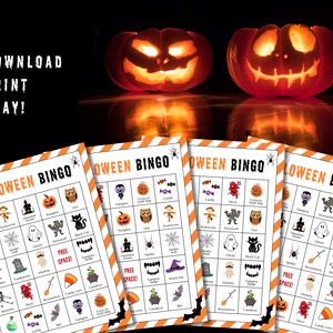 30 Halloween Bingo Cards Printable Spooky Bingo Halloween Activities ...