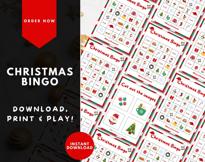 30 Christmas Bingo Cards | Printable | Christmas Party Games | Holiday ...