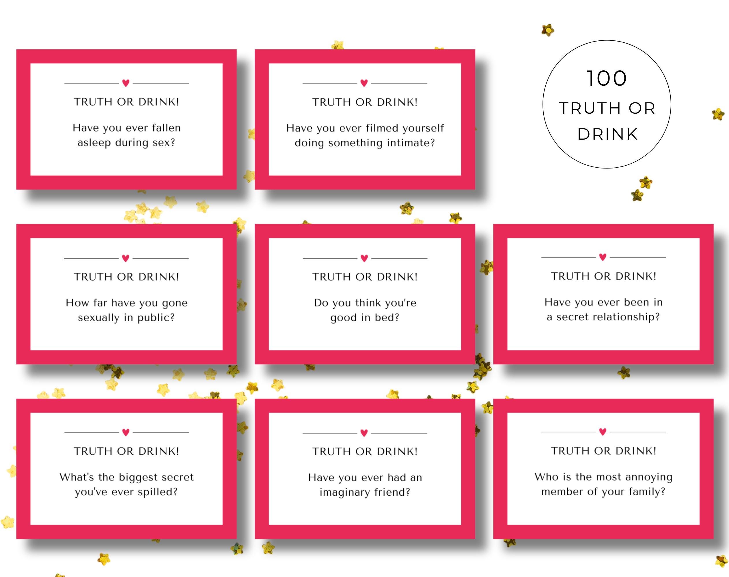 100 Truth or Drink | Printable | Drinking Game | Ladies Night Games ...