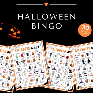 30 Halloween Bingo Cards Printable Spooky Bingo Halloween Activities ...