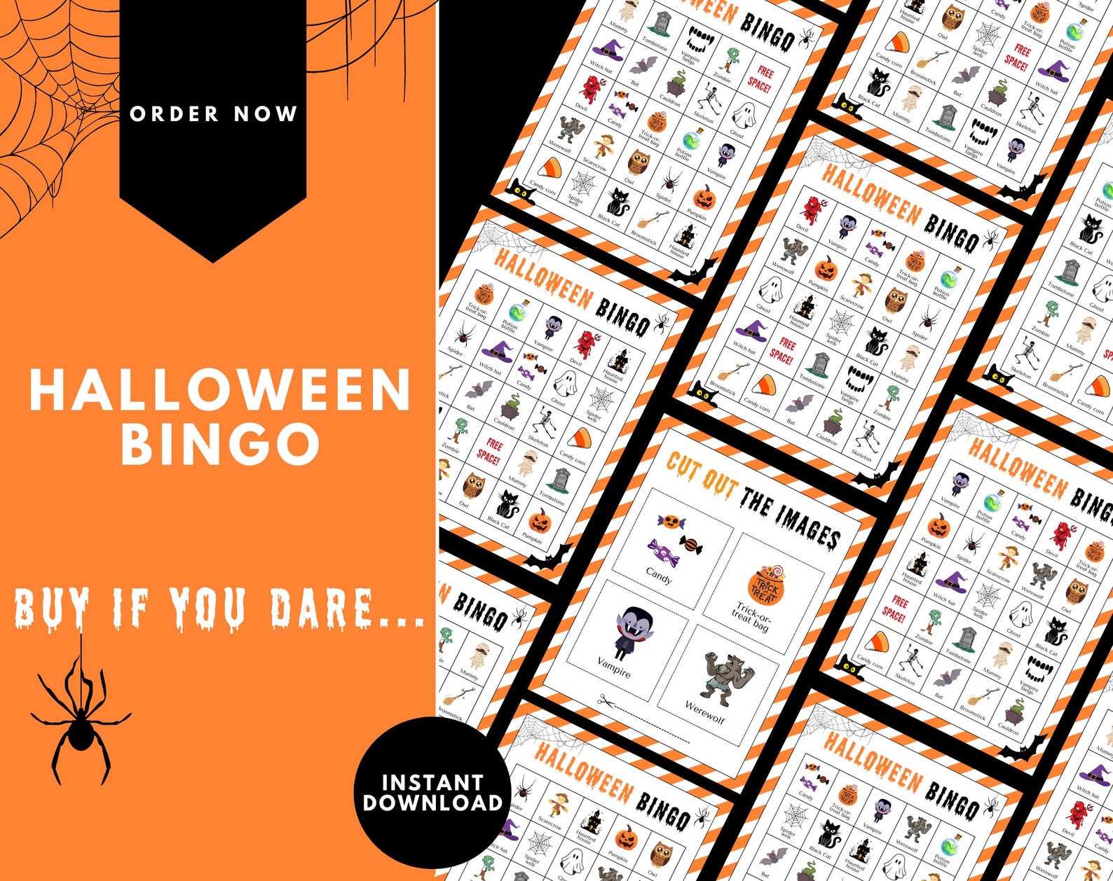30 Halloween Bingo Cards | Printable | Spooky Bingo | Halloween ...