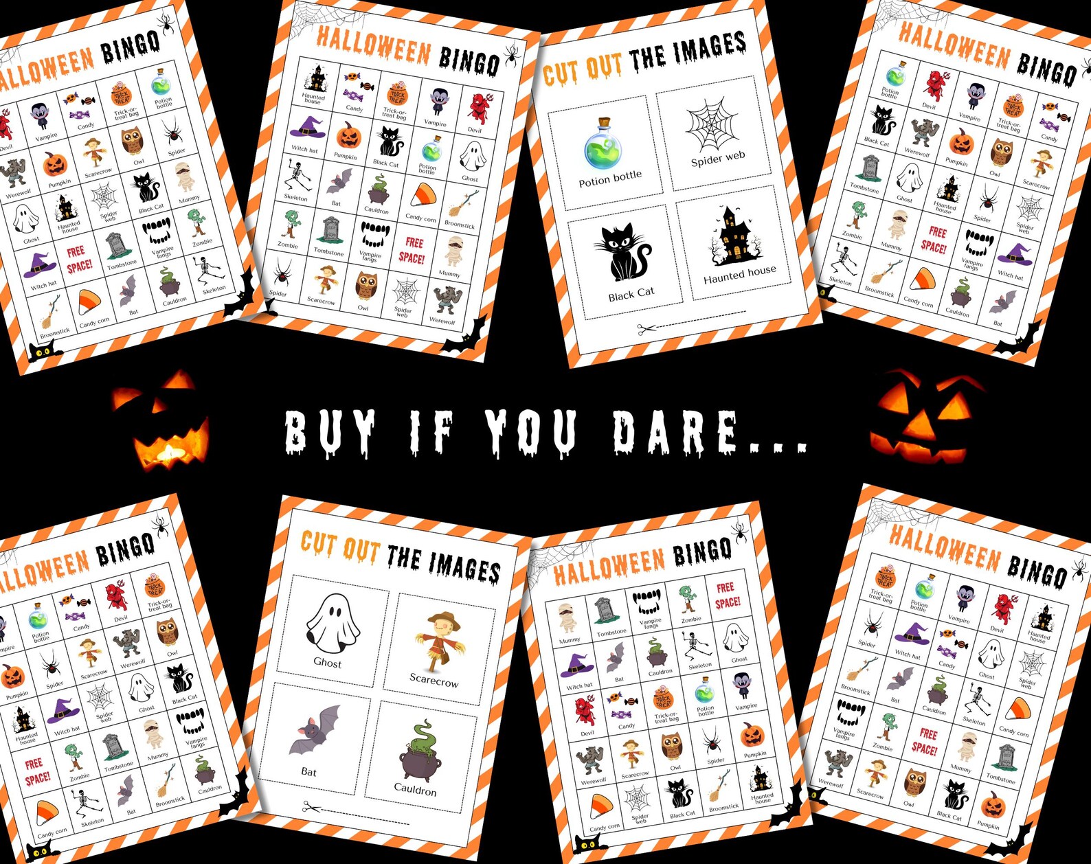 30 Halloween Bingo Cards | Printable | Spooky Bingo | Halloween ...
