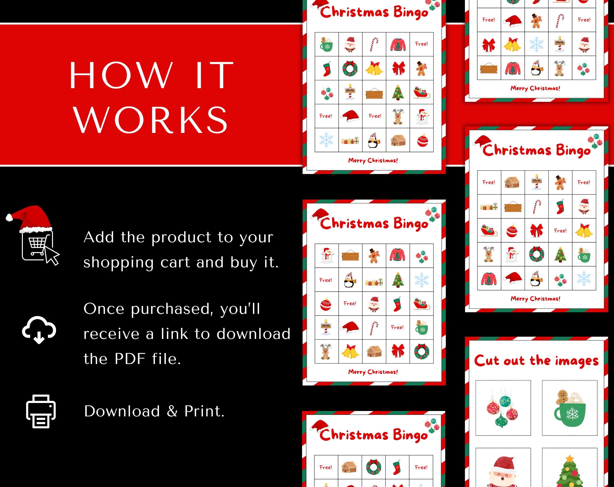 30 Christmas Bingo Cards Printable Christmas Party Games Holiday ...