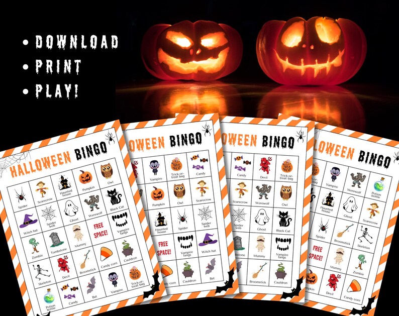 30 Halloween Bingo Cards | Printable | Spooky Bingo | Halloween ...