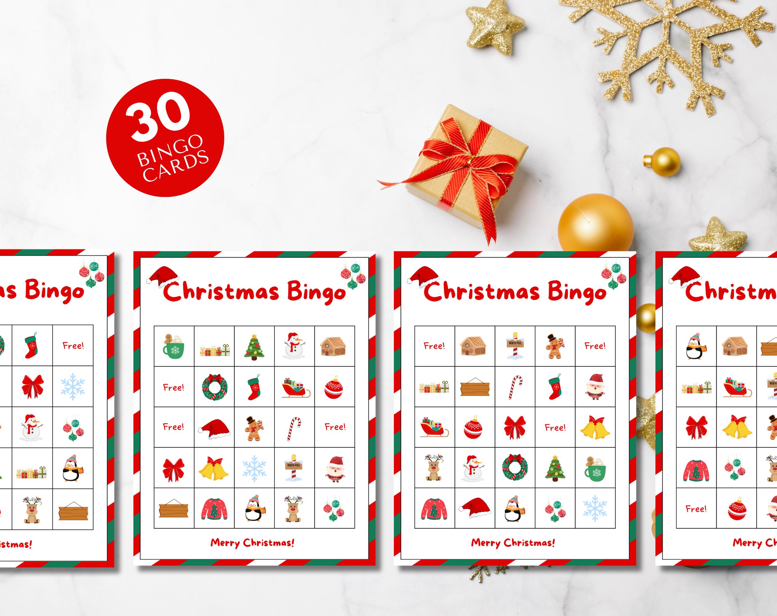 30 Christmas Bingo Cards Printable Christmas Party Games Holiday ...