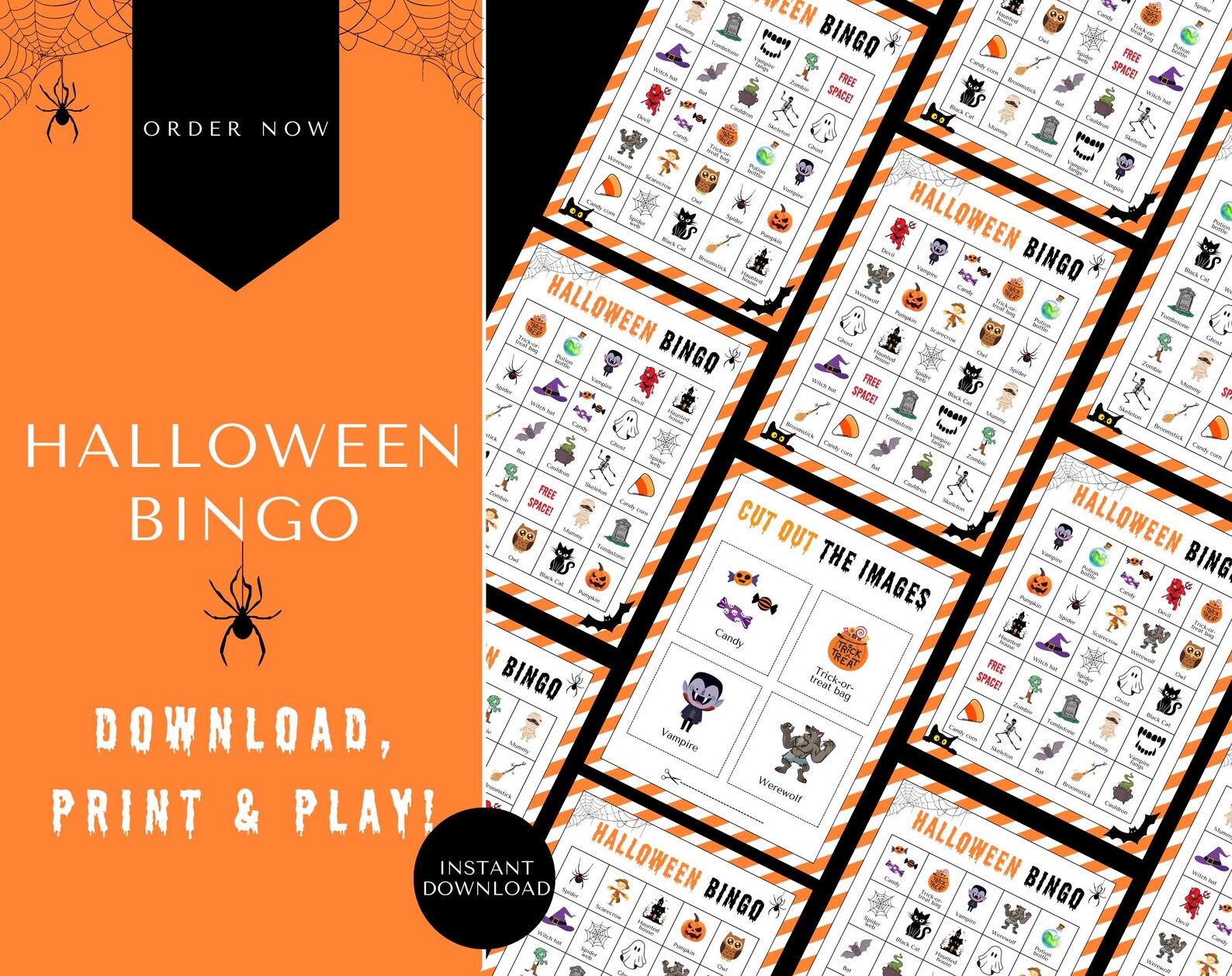 30 Halloween Bingo Cards Printable Spooky Bingo Halloween Activities ...