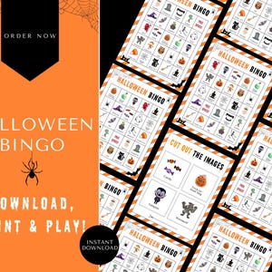30 Halloween Bingo Cards Printable Spooky Bingo Halloween Activities ...