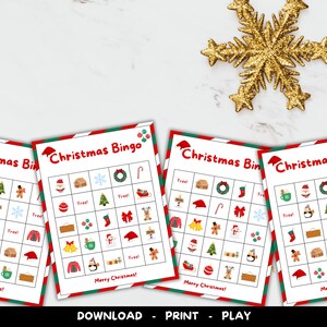 30 Christmas Bingo Cards Printable Christmas Party Games Holiday ...
