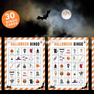 30 Halloween Bingo Cards | Printable | Spooky Bingo | Halloween ...