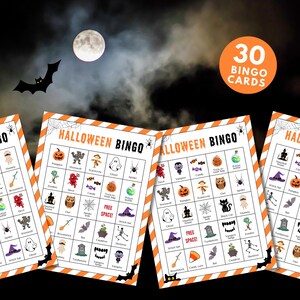 30 Halloween Bingo Cards | Printable | Spooky Bingo | Halloween ...