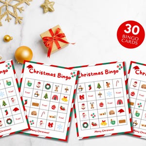30 Christmas Bingo Cards Printable Christmas Party Games Holiday ...