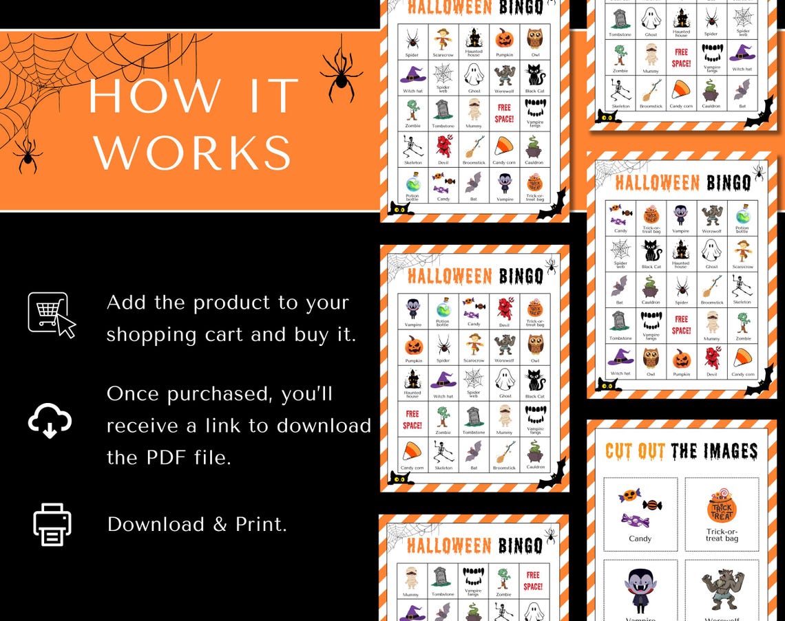 30 Halloween Bingo Cards Printable Spooky Bingo Halloween Activities ...