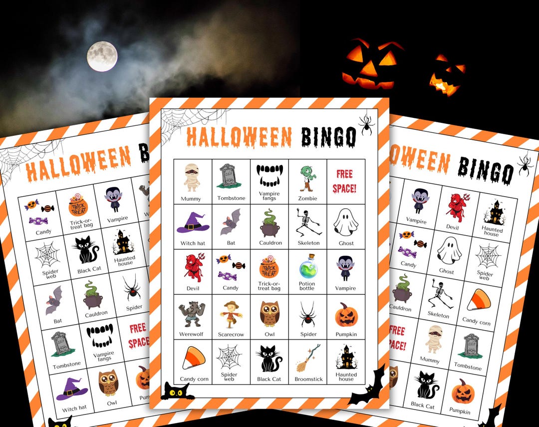 30 Halloween Bingo Cards | Printable | Spooky Bingo | Halloween ...