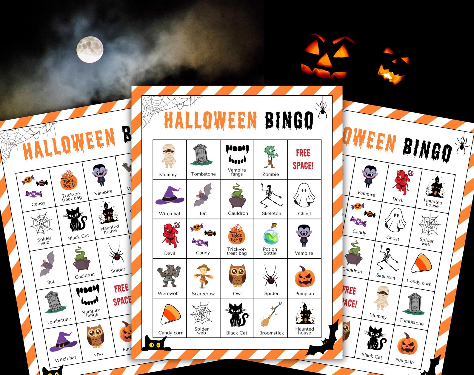 30 Halloween Bingo Cards | Printable | Spooky Bingo | Halloween ...