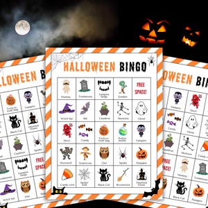 30 Halloween Bingo Cards | Printable | Spooky Bingo | Halloween ...