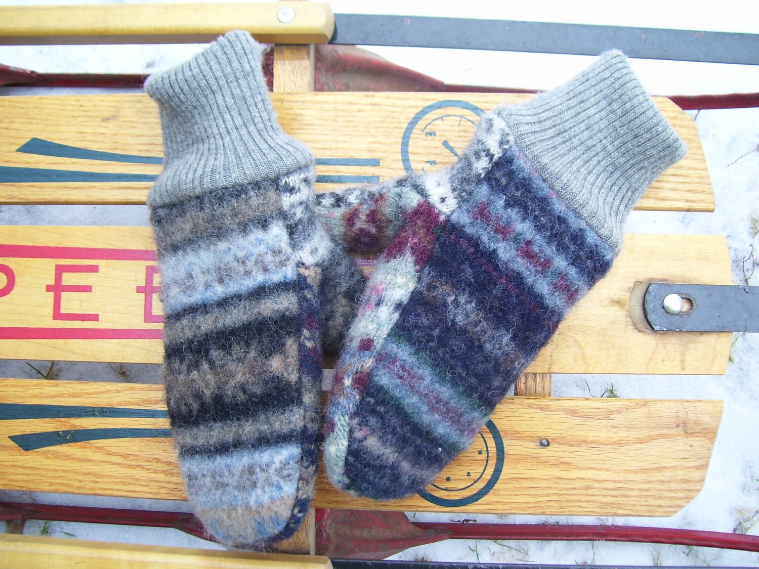 Scandinavian Mix Felted Wool Mittens With Polar Fleece - Etsy