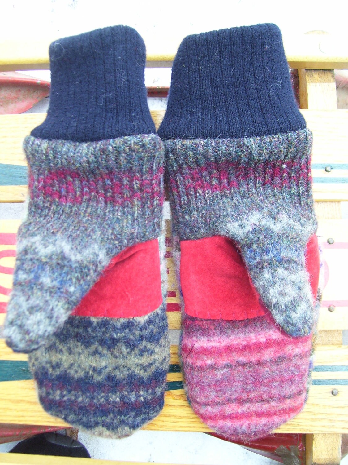 Scandinavian Mix Felted Wool Mittens With Polar Fleece - Etsy