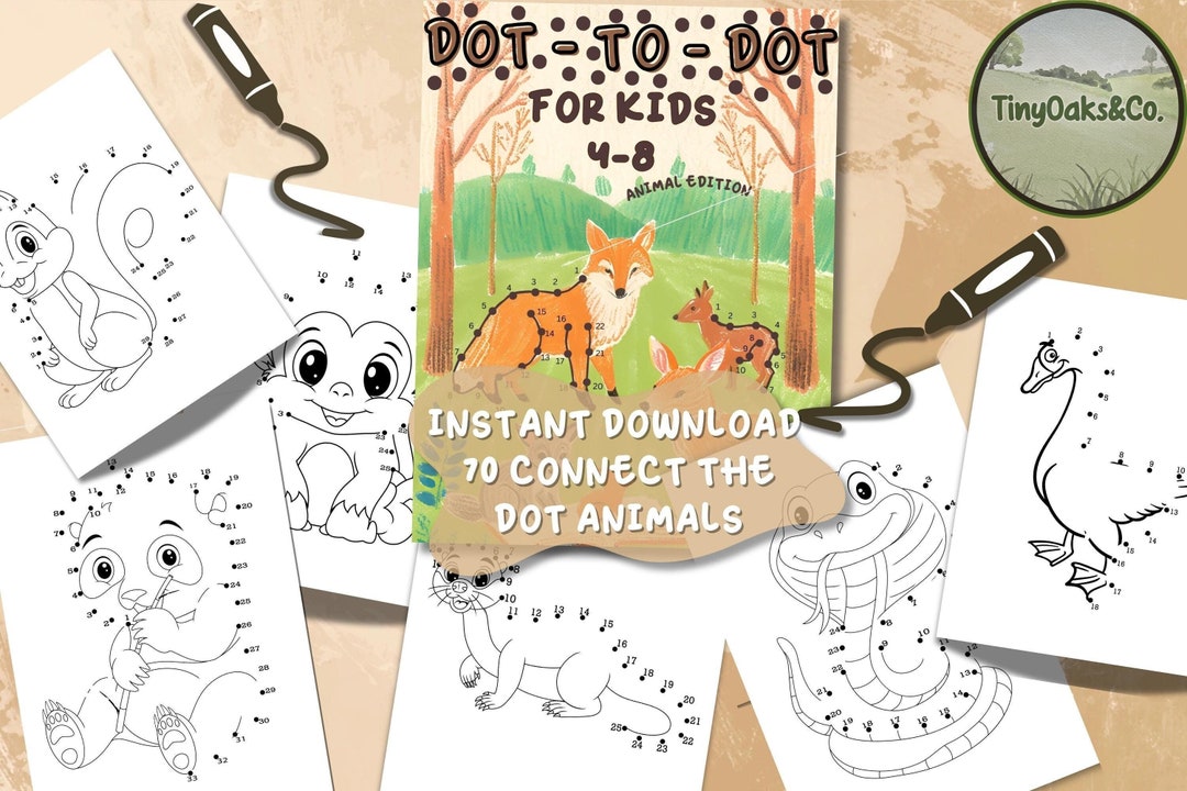 Kids Dot-to-dot Animal Activity Book Printable, Toddler Busy Book ...