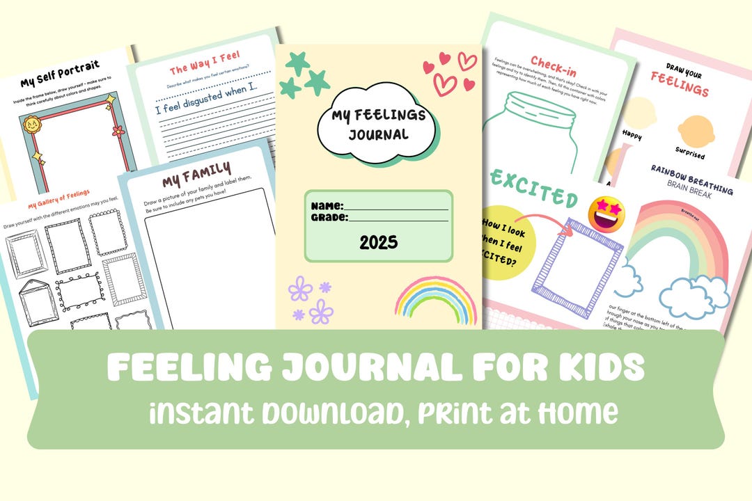 Kids Feeling Journal Tracker - Printable Emotions Workbook | Emotion ...