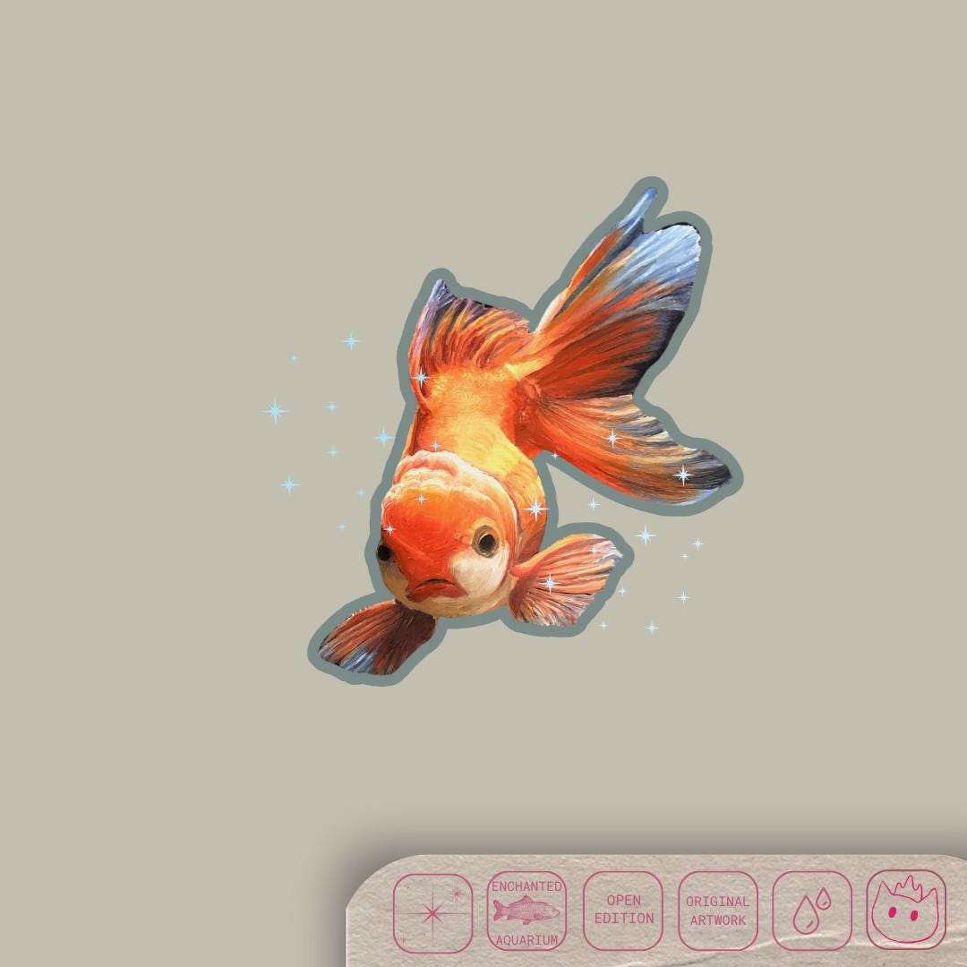 Holographic Kirby the Ripplemaker Goldfish Painting Sticker - Original ...
