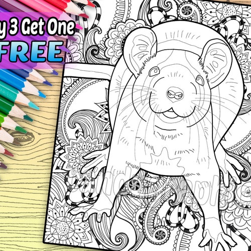 Regal Rat Adult Coloring Book Page Printable Instant - Etsy