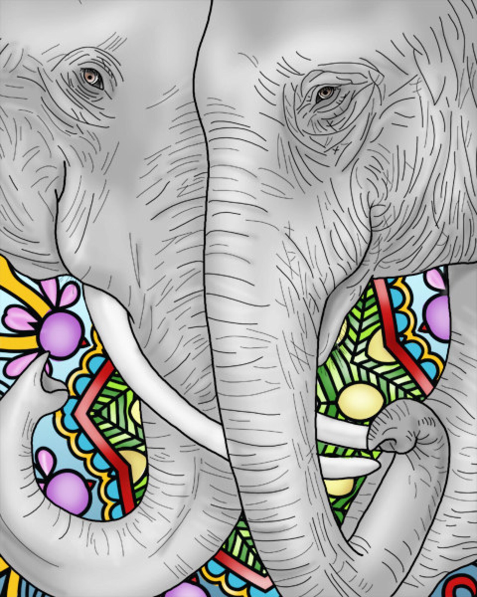 Elephant Love - Adult Coloring Book Page - Printable Instant Download ...