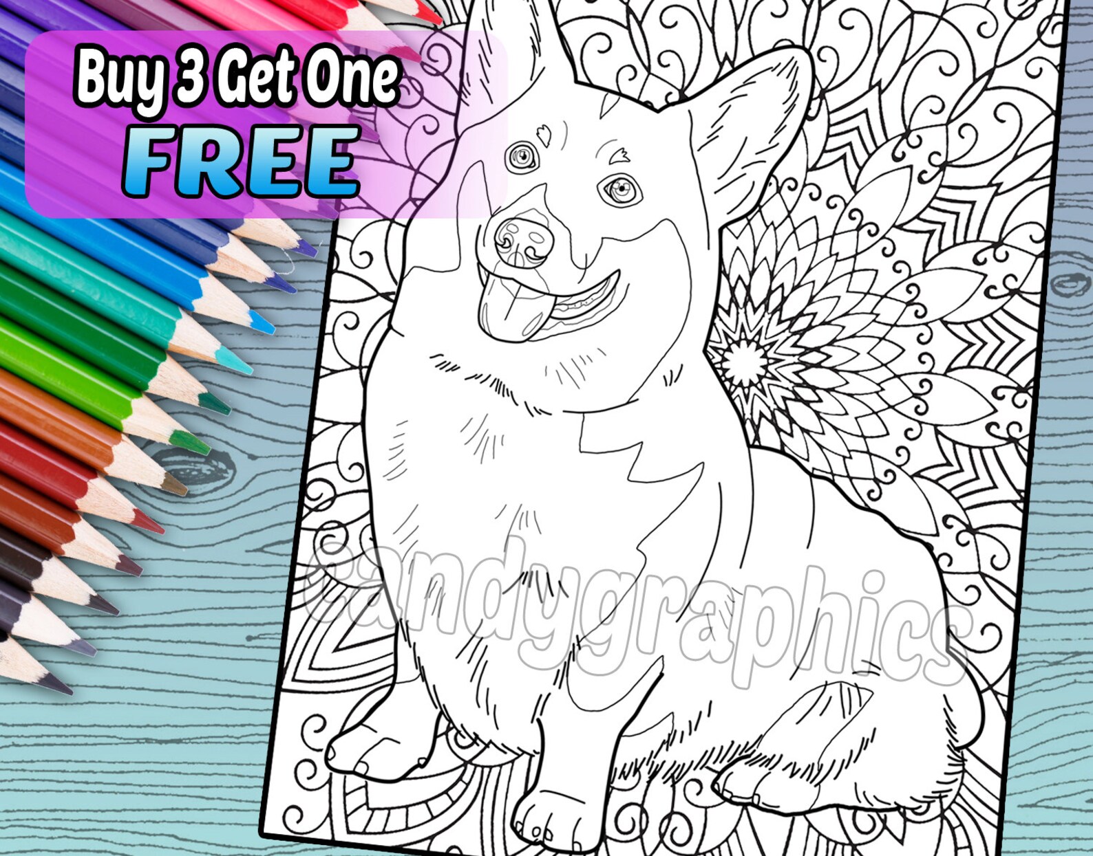 Cute Corgi Adult Coloring Book Page Printable Instant Download - Etsy