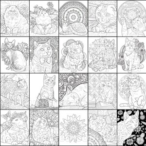 Calming Cats & Kittens - Adult Coloring Book 30 Pages - Printable ...