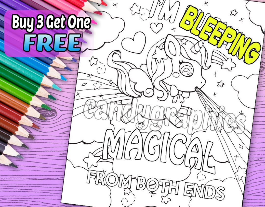 SWEARY PAGE - I'm Bleeping Magical From Both Ends - Adult Coloring Book ...