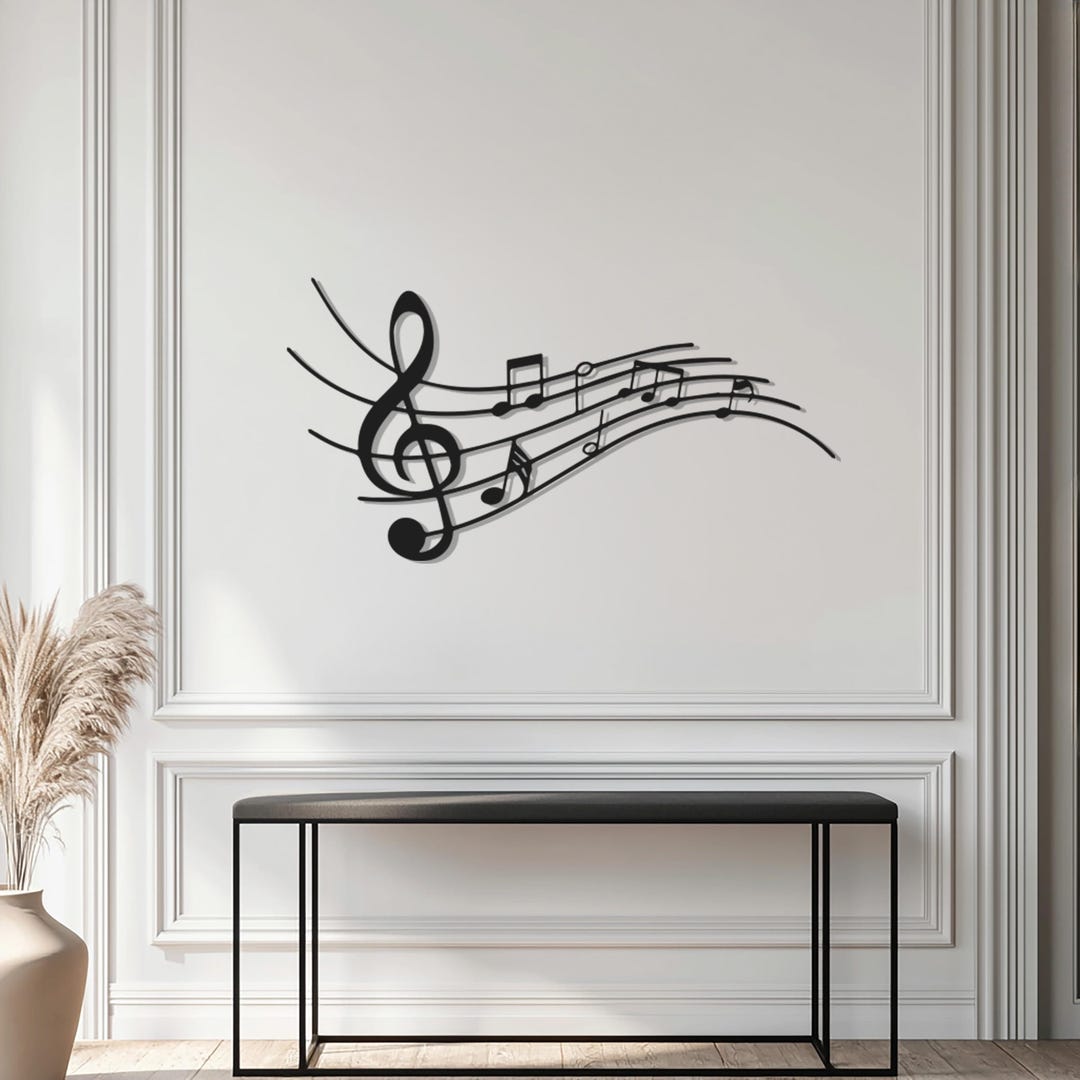 Music Note Metal Wall Art Decor, Treble Clef and Notes Wall Sculpture ...