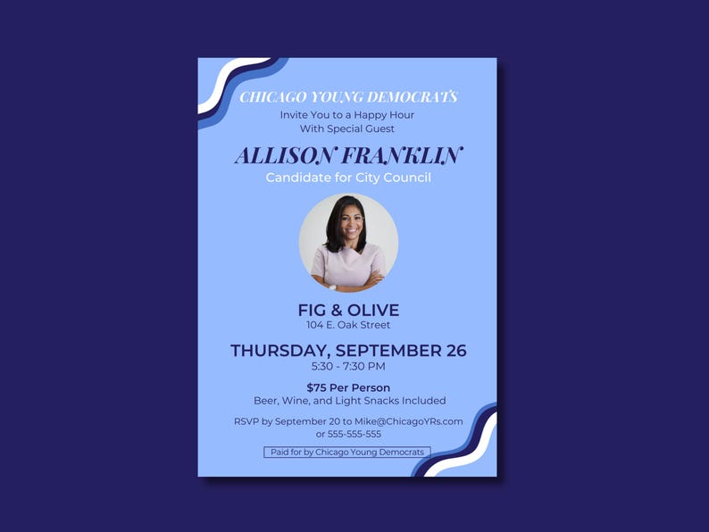 Political Fundraiser Invitation Canva Template - Blue Waves - Etsy
