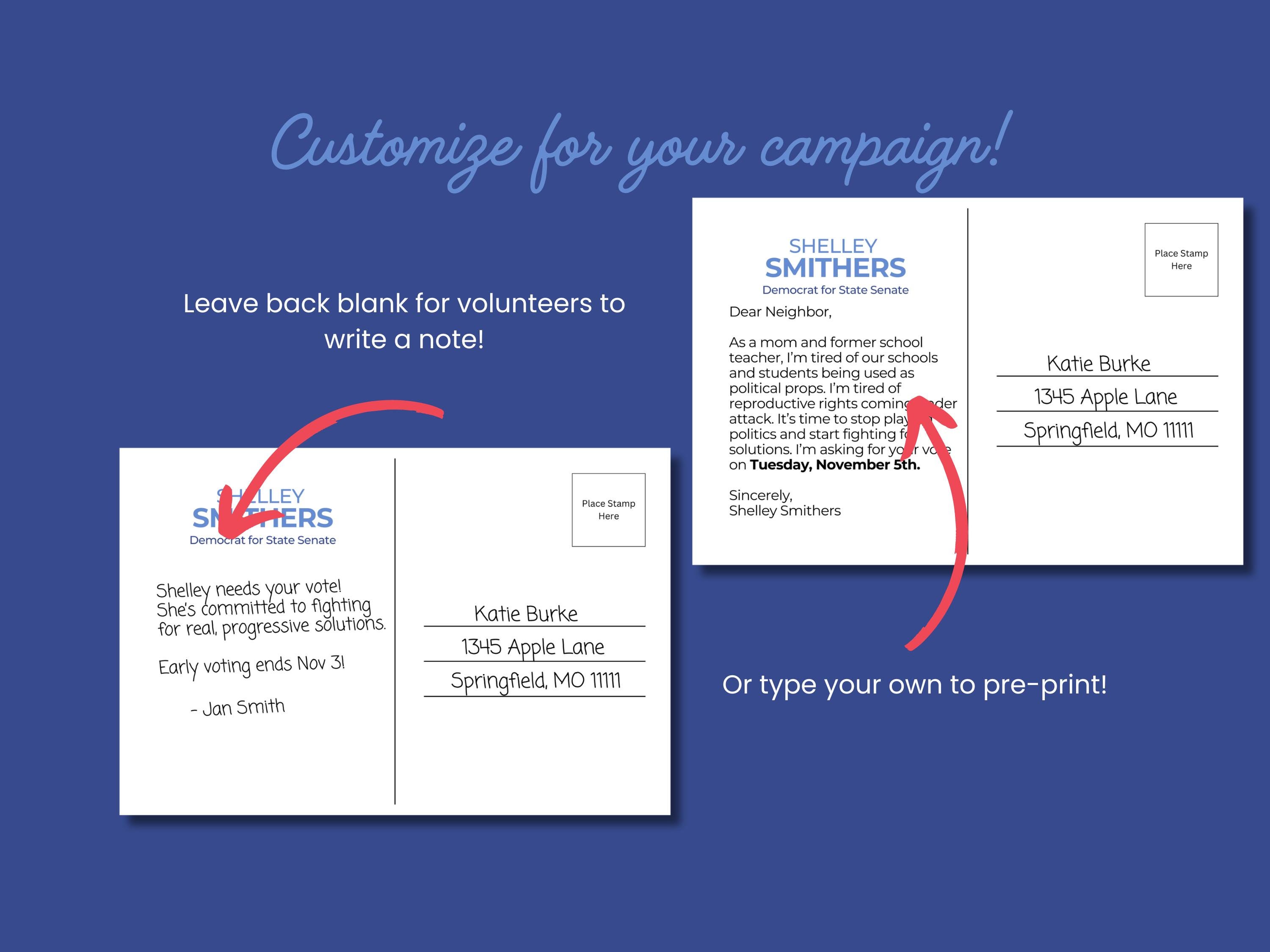 Voter Contact Postcard Canva Template - Etsy
