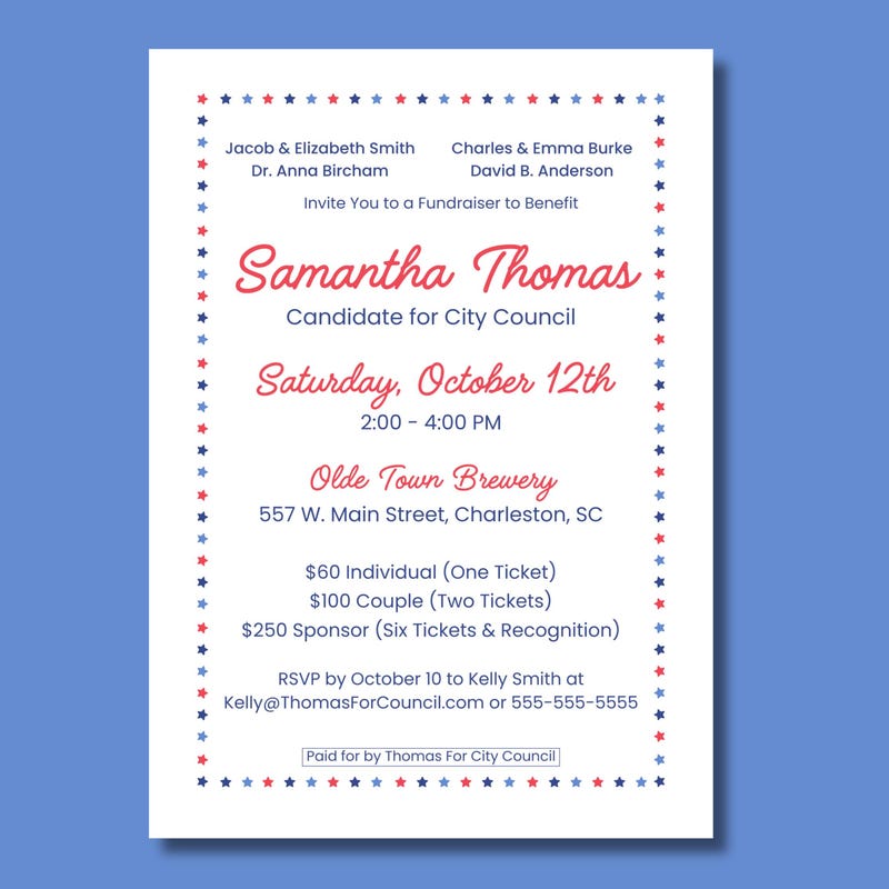 Political Fundraiser Invitation - Etsy