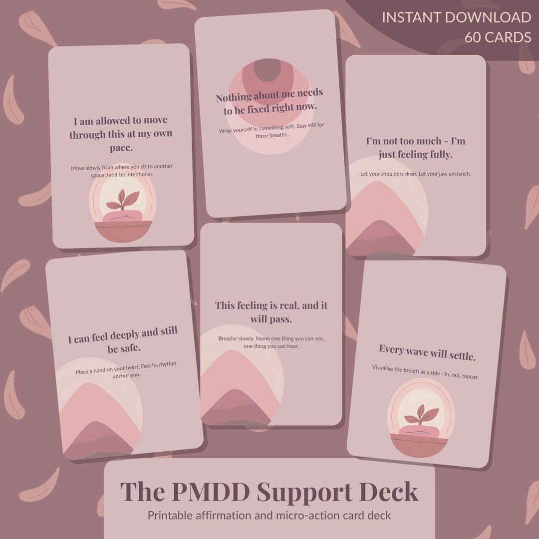PMDD Support Deck | 60 Printable Affirmation Cards for Emotional ...