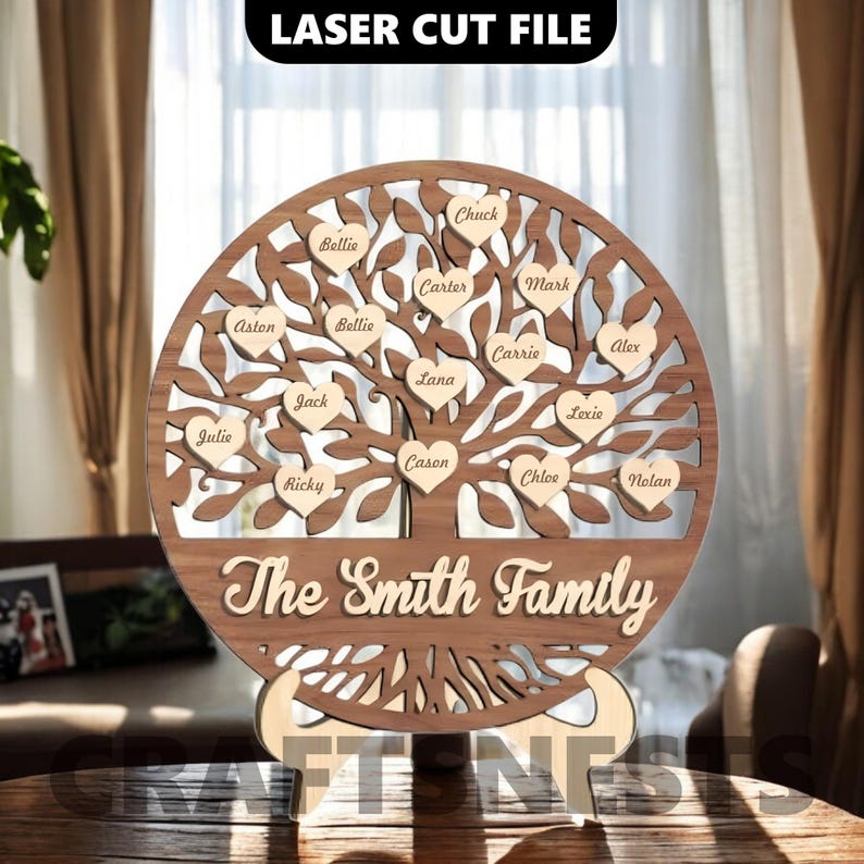 Personalized Family Tree Sign SVG Grandkids Tree Sign Svg Lasercut Tree ...