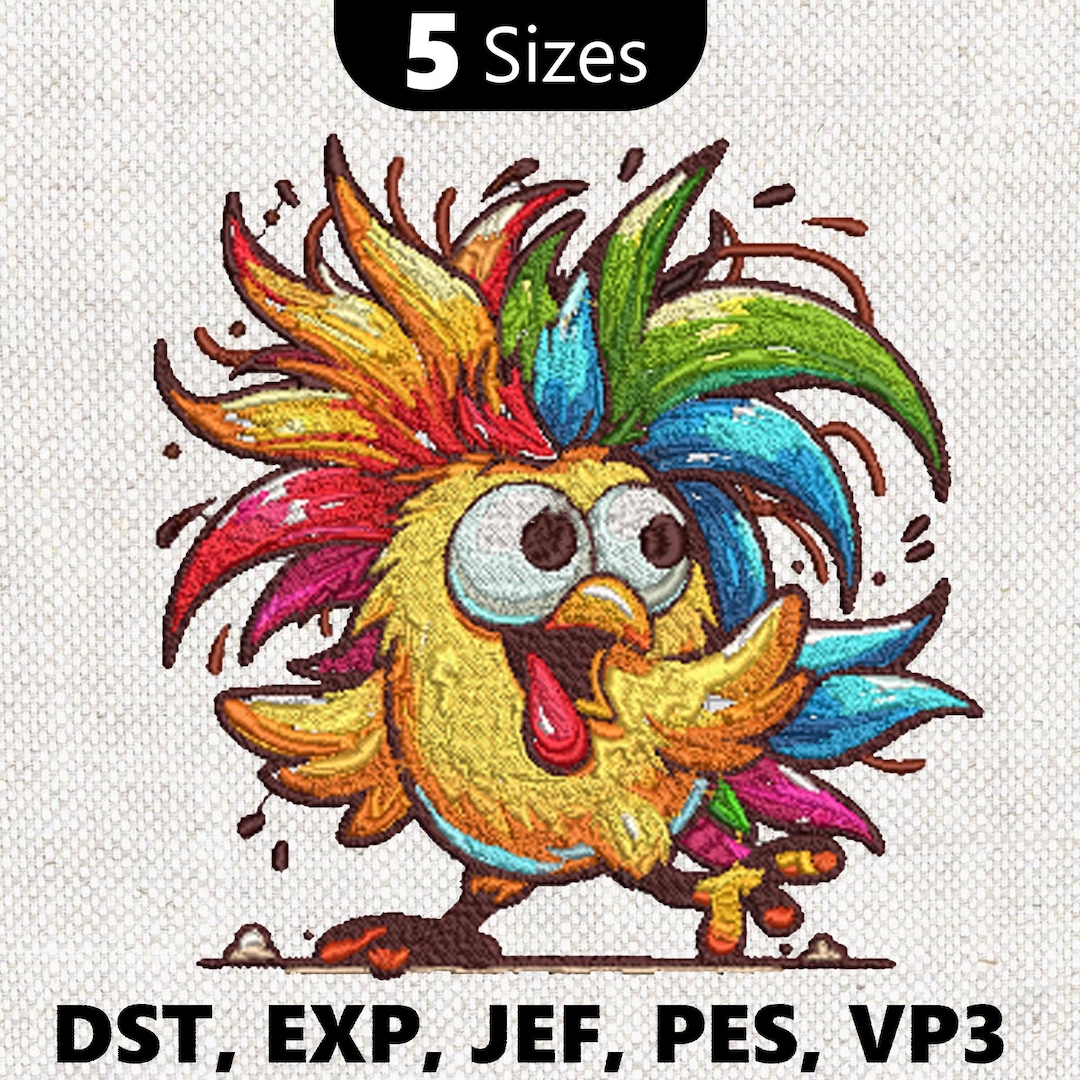 Funny Crazy Chicken Embroidery Design 5 Sizes, Cute Chicken Machine ...