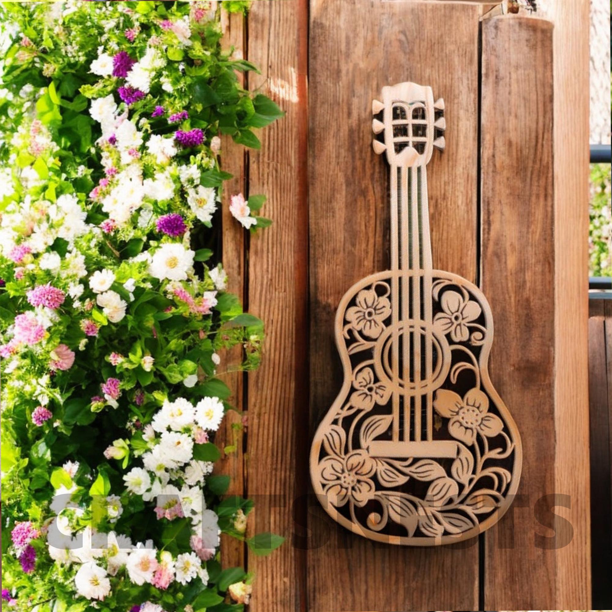 Floral Guitar Laser Cut File Guitar Wall Art Design for Cricut ...