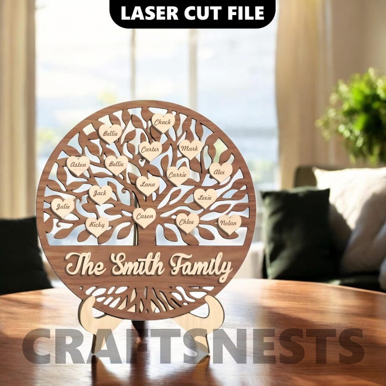 Personalized Family Tree Sign SVG Grandkids Tree Sign Svg Lasercut Tree ...
