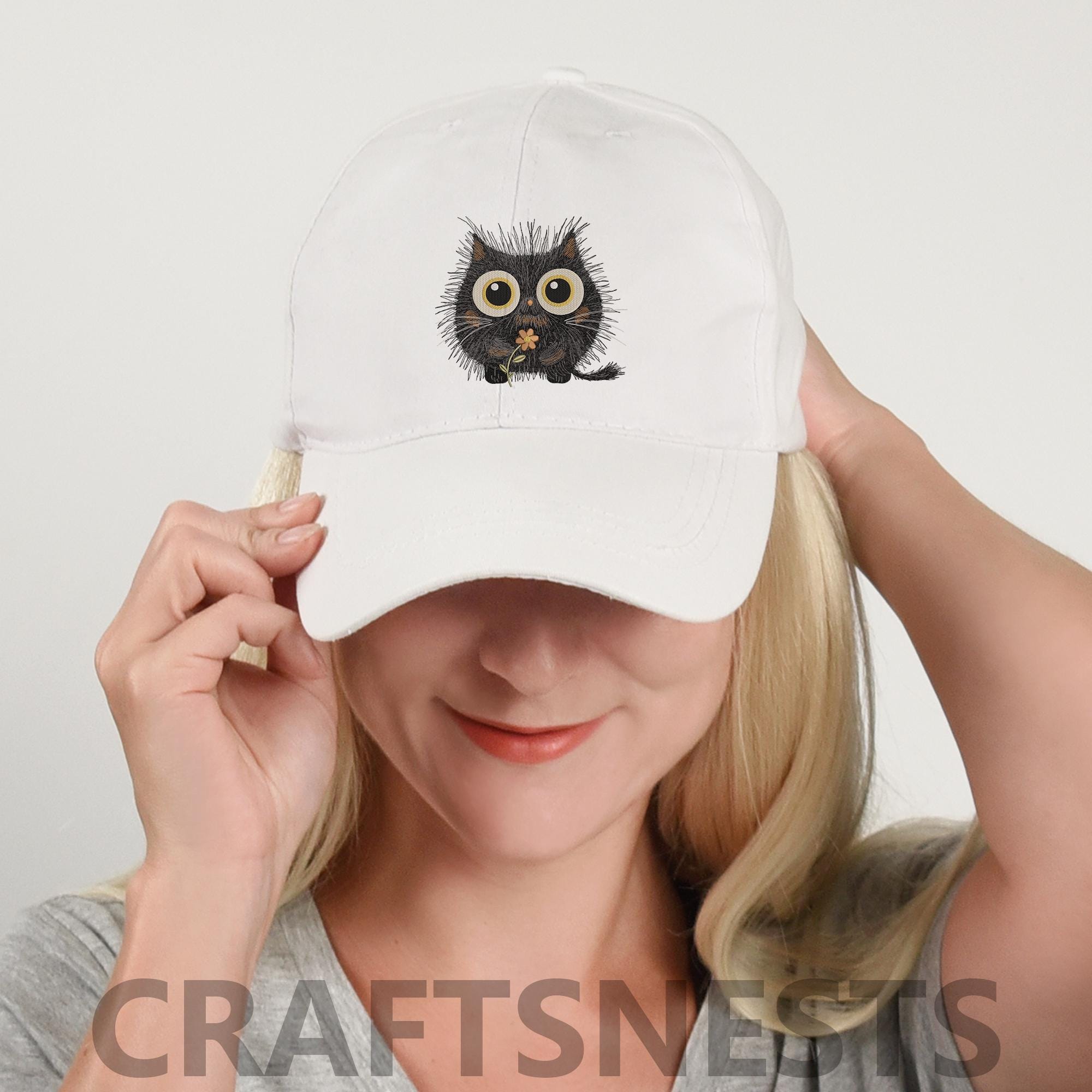 Funny Crazy Cat Embroidery Design, Frazzled Cat Embroidery Design, Cute ...