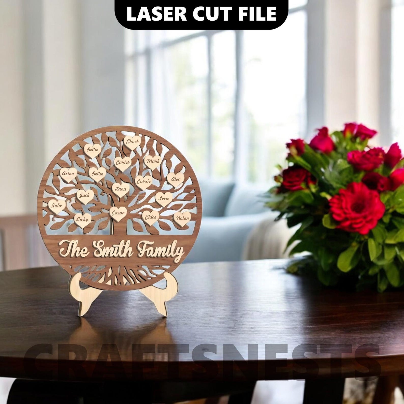 Personalized Family Tree Sign SVG Grandkids Tree Sign Svg Lasercut Tree ...