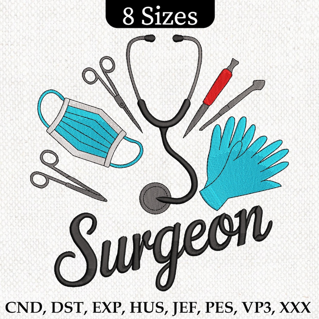 Surgeon Embroidery Design, Medical Tools, Stethoscope (instant Download ...